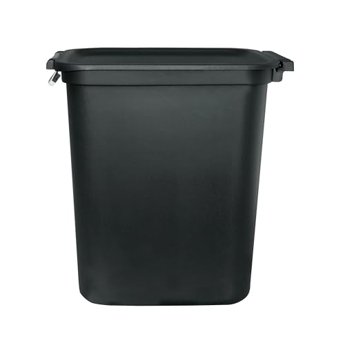 AYOYZ 7.7 Gallon Trash Can, Plastic Hinged Locking Lid Kitchen Trash Can, Black