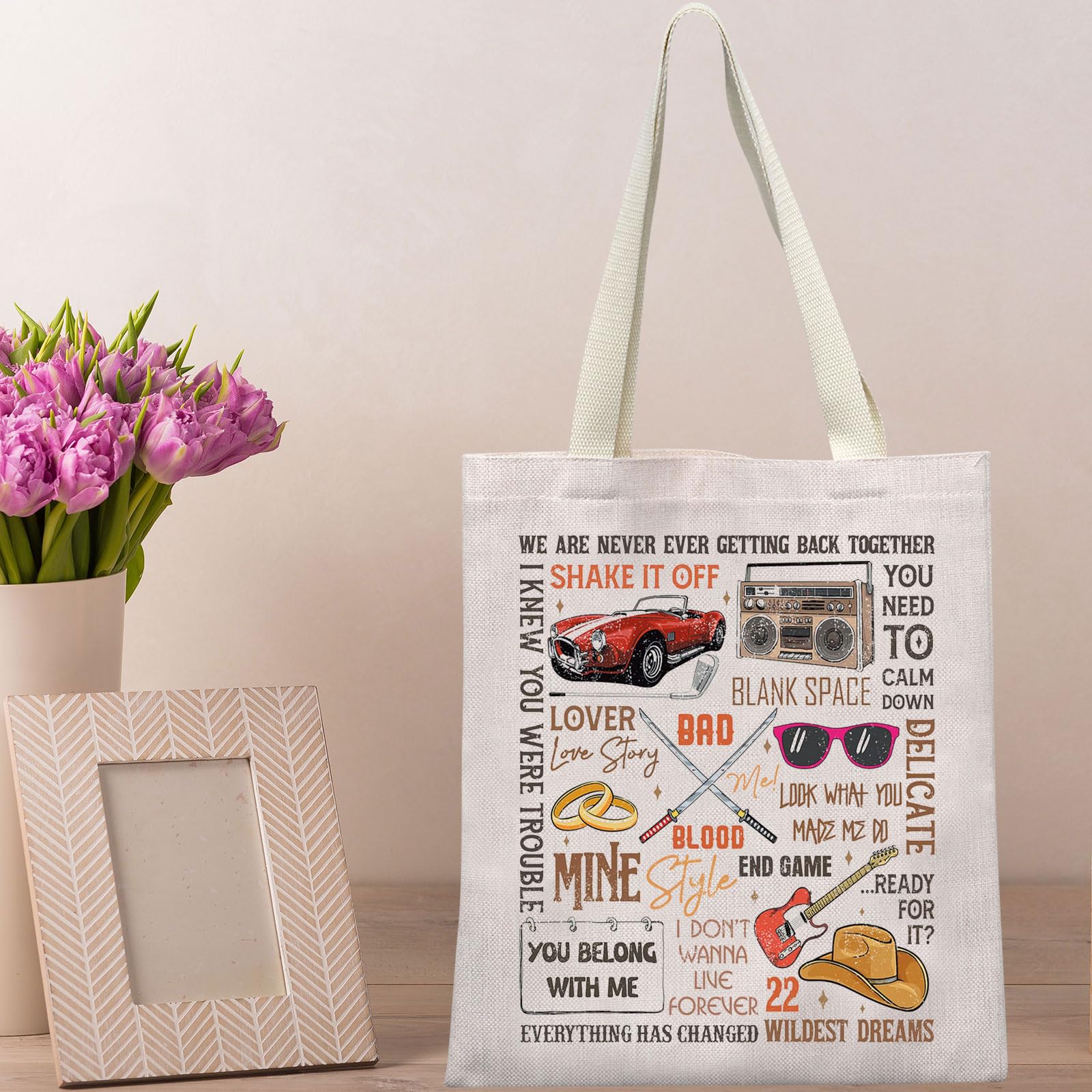 BWWKTOP WZMPA Singer Album Canvas Tote Bag Singer Tour Gifts Song Lyrics Shoulder Bag Singer Merchandise (WE ARE NEVER)