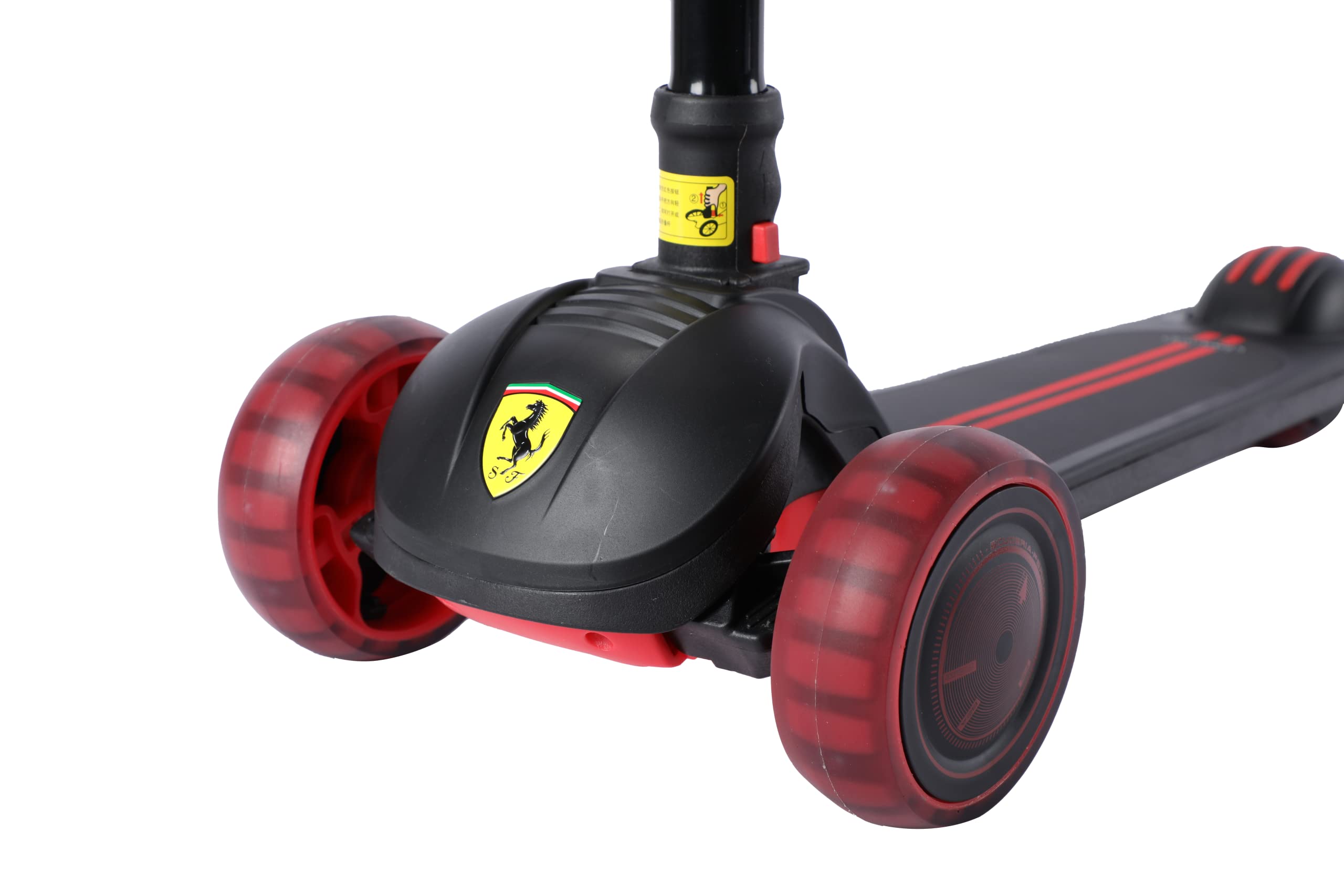 DAKOTT Ferrari Three Wheeled, Lean-to-Steer, Fold-to-Carry Italian-Designed Ferrari Scooter for Kids with Motion-Activated Light-Up Wheels for Ages 3-12 Years Old