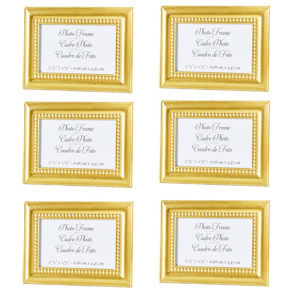 Kate Aspen Beaded Mini Gold Picture Frames/Place Card Holder, Wedding Decor, Wedding Favors, Tabletop Photo Holder (Set of 6)
