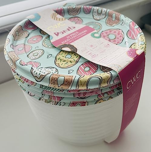 COOK WITH COLOR 20 Piece Round Plastic food containers. 10 Lids & 10 containers ROUND (DONUTS)