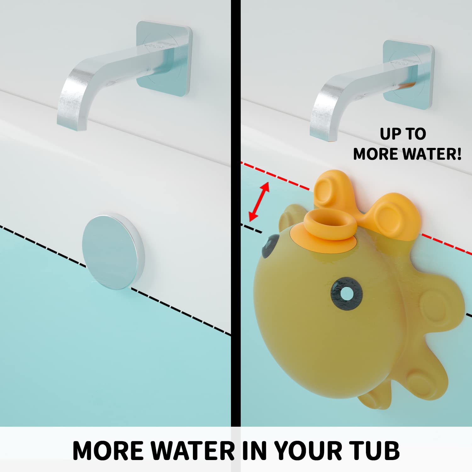 Bathtub Overflow Drain Cover Tub - tub Overflow Drain Cover, Soak Bath Overflow Drain Cover, Bathroom Spa Accessories, Adds Inches of Water for Deeper Bath (Silicone, Yellow)