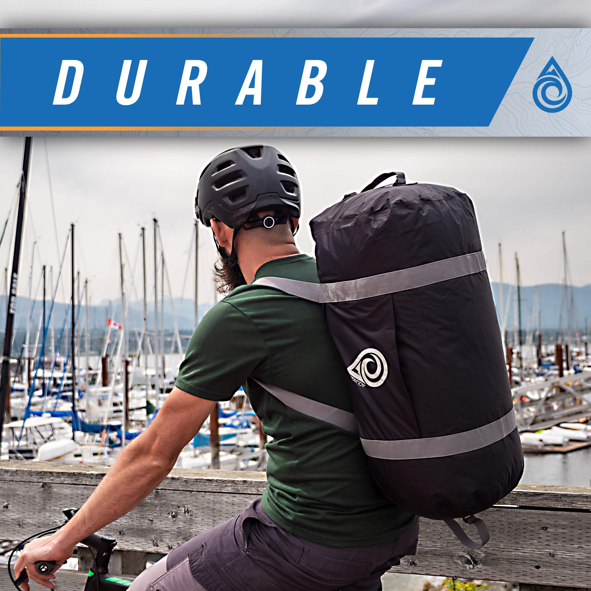 AquaQuest Slipstream Duffel Bag - 100% Waterproof, Lightweight, Durable, Versatile, Compact - Protective Dry Bag for Sport, Travel, Boating - 50L, Blue