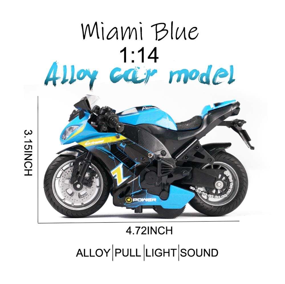 Gilumza Pull Back Motorcycle Toys, Tiny Gift with Music Lighting, Race Motorcycles Toy for Boys Kids Age 3 4 5 6 7 8 Year Old (Blue)