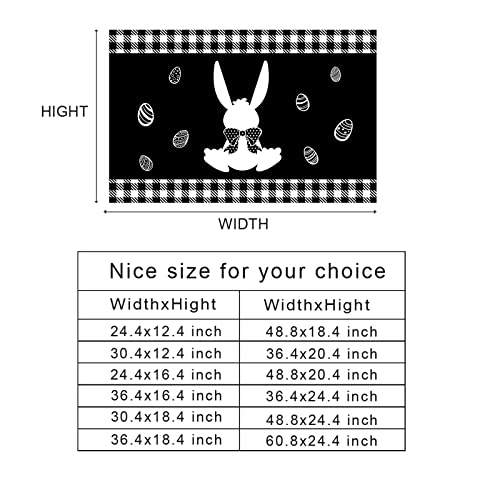 Aquarium Background Easter Eggs 18.4x36.4 inch Fish Tank Background PVC Fish Backdrop Wallpaper for Background Aquarium Rabbit Silhouette Bow Tie Black Plaid