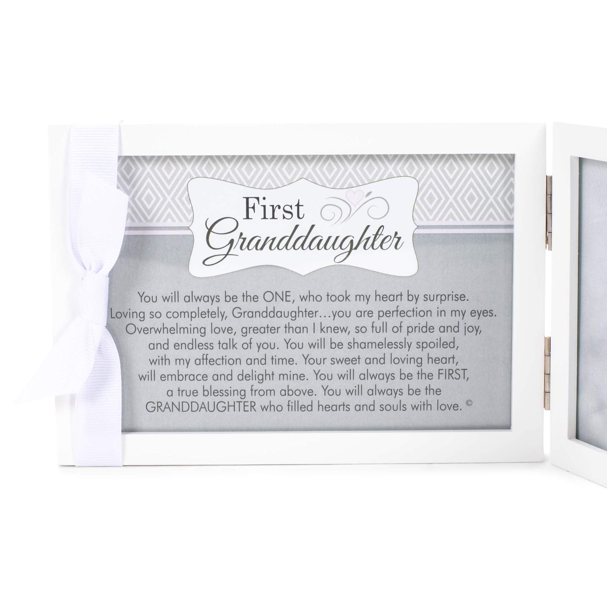 The Grandparent Gift Company- 4 x 6 Double Hinged Table or Shelf Frame-“First Granddaughter” - Baby Reveal or Baby Shower