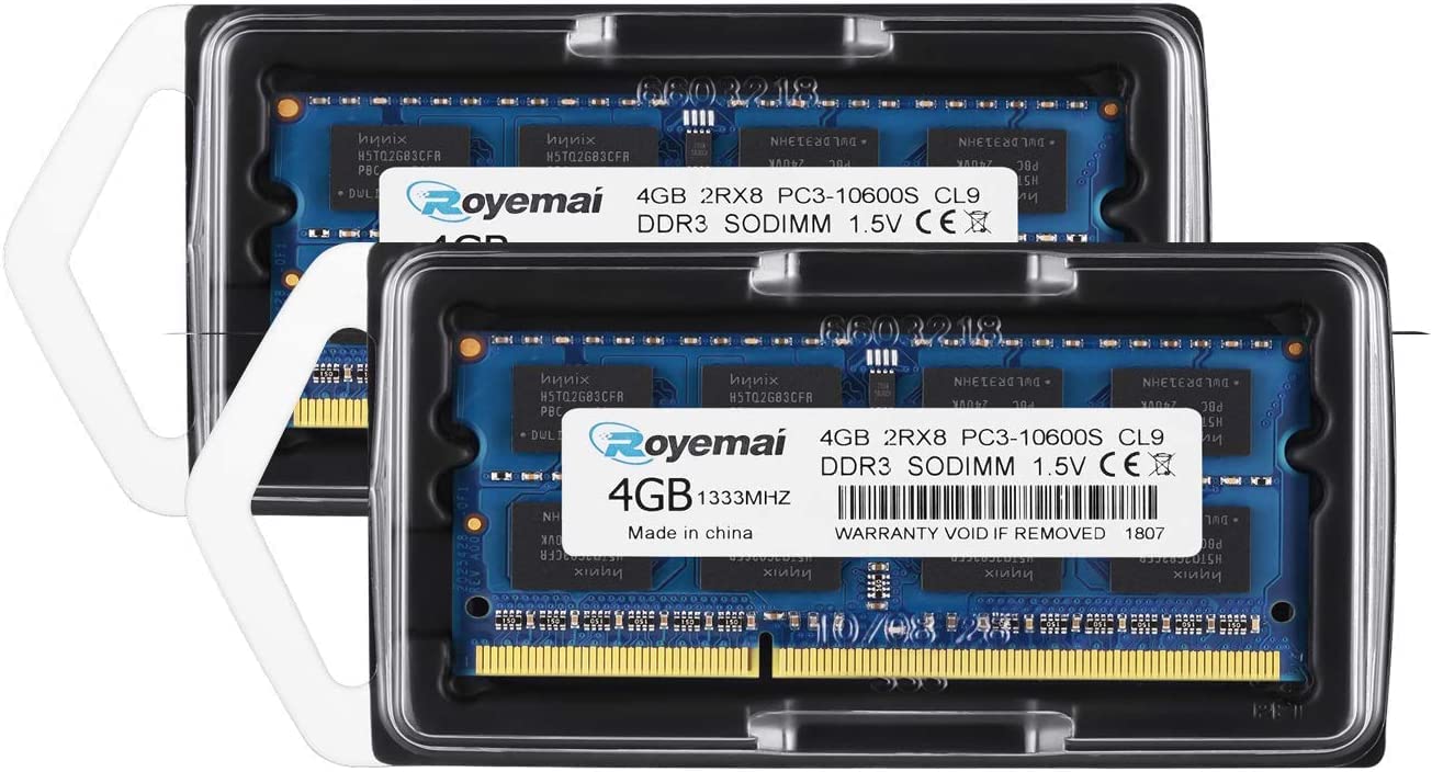 PC3-10600 DDR3 1333 8GB Kit (2x4GB) RAM PC3 10600S 1333MHZ 2Rx8 204-pin 1.5v 4GB Memory Upgrade for Laptop