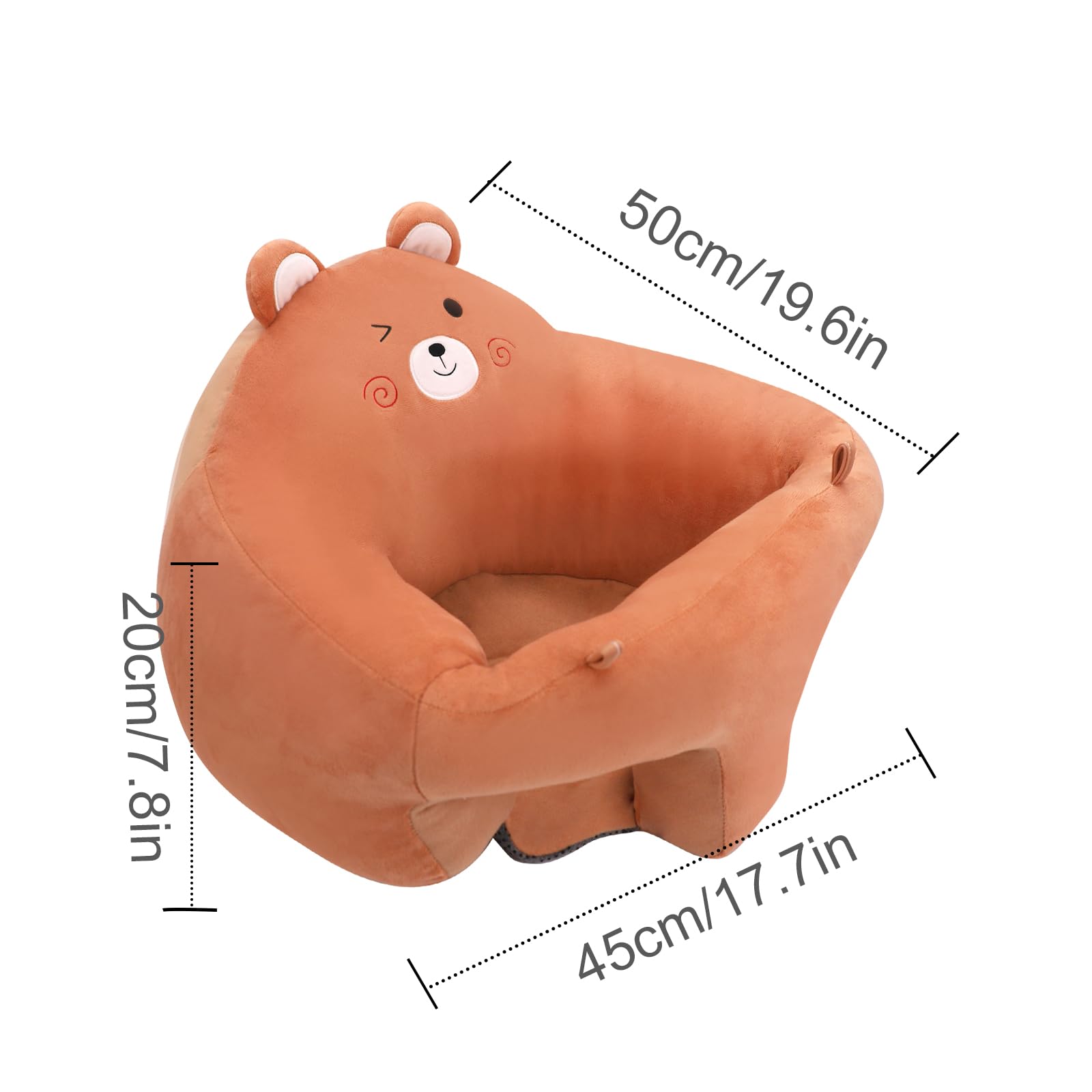 Blublu Park Baby Support Seat Chair, Plush Cute Soft Animals Shaped Learning to Sit Chair Keep Sitting Posture Comfortable for Toddler, Brown Bear