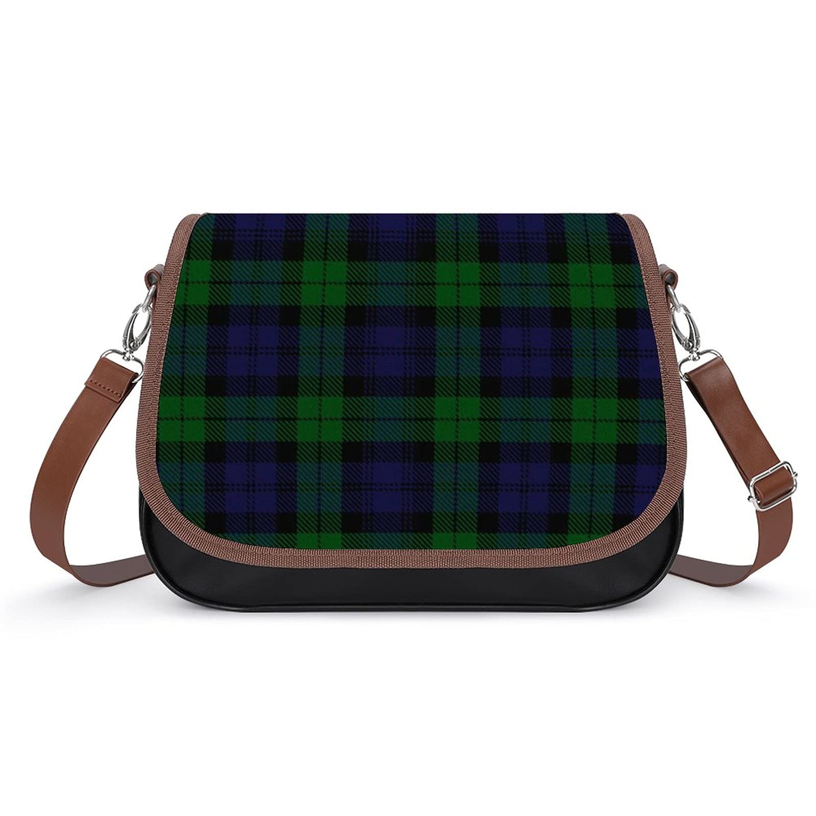 FunnyStar Black Watch Plaid Women's Crossbody Bag Messenger Handbags Purse with Adjustable Shoulder Strap