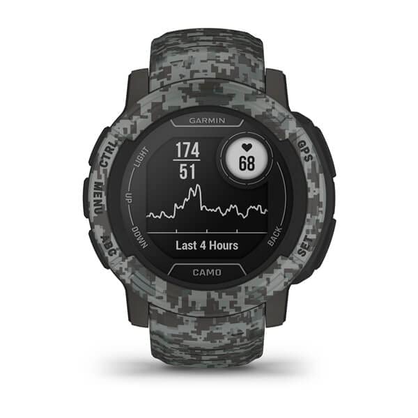 Garmin Instinct 2 - Camo Edition Smart Watch Graphite Camo + Watch Charging Stand + USB Car/Wall Adapter + 6Ave Cleaning Kit (010-02626-13)