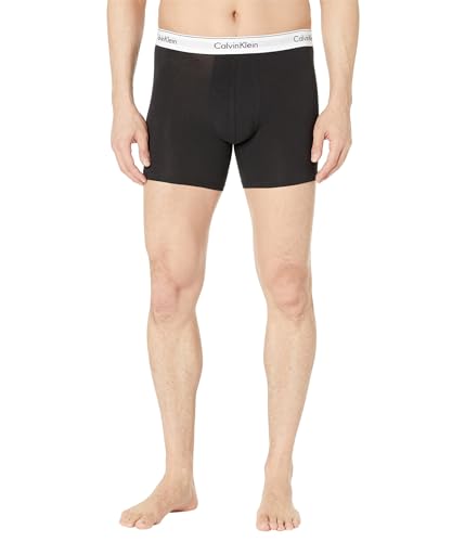 Calvin Klein Men's Modern Cotton Stretch 3-Pack Boxer Brief, Black, Palace Blue, Vanilla ICE, Medium