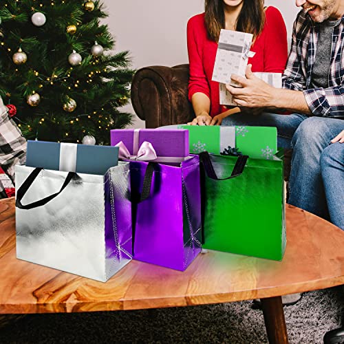 BLEWINDZ 18Pcs Large Gift Bags with Tissues for Presents - 13'' Reusable Non-Woven Gift Goodie Bags with Metallic Shiny - Party Favor Bags Tote Bags for Wedding, Birthday, Christmas
