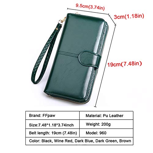 FFpaw Women Wristlet Wallet Large Capacity RFID Blocking PU Leather Clutch Wallet Travel Zipper Purse for Girls