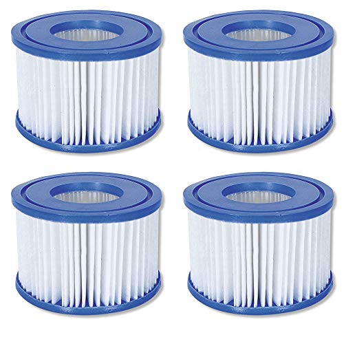 Bestway 90352E-BW Lightweight Filter Pump Type VI Replacement Drop Down Cartridges for SaluSpa Inflatable Hot Tub Spas (4 Pack)