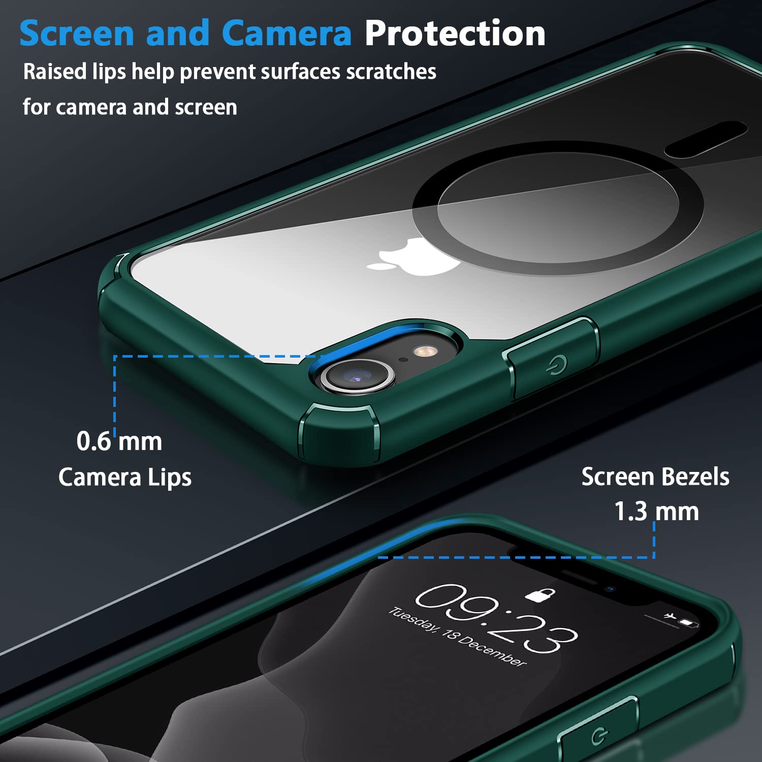 Amizee Magnetic Case Compatible with iPhone XR Case [Compatible with MagSafe] with Screen Protector Clear Back Shockproof Protective Phone Case (Green)