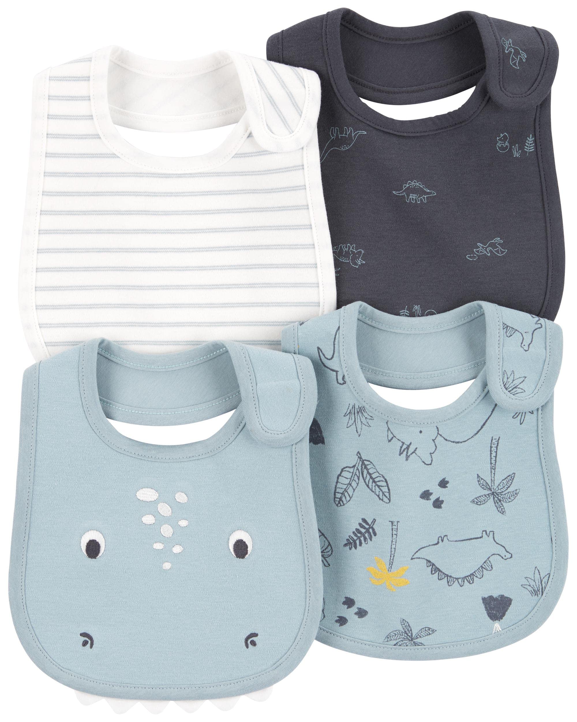 Carter's 4-Pack Teething Bibs (Blue/Gray/Dino)