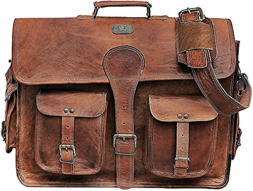 Cuero DHK 16 Inch Vintage Handmade Leather Messenger Bag Laptop Briefcase Computer Satchel Bag for Men & Women (16 Inch Medium)