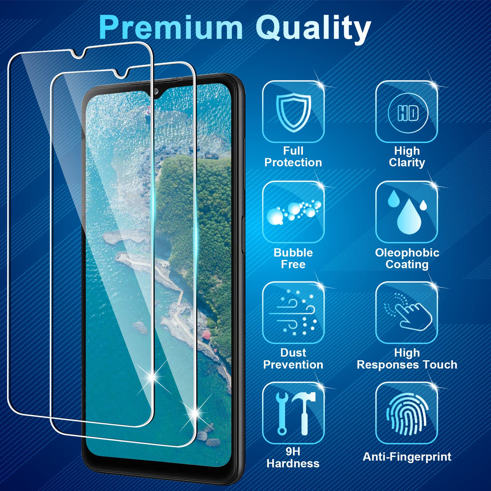 CWQZGUF Galaxy A12 Screen Protector 【2+2 Pack】 Camera Lens Protector, Fingerprint Unlock Support, HD Tempered Glass, Touch Sensitive, Anti Scratch, for Samsung A12 5G Glass Screen Protector
