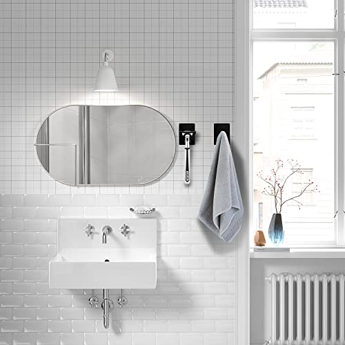 Biomoty Adhesive Hooks, Matte Black Towel Hooks for Bathrooms, Stainless Steel Sticky Hooks for Kitchen Door, Heavy Duty Wall Hooks for Hanging Key Hat Coat Robe Towels, 4 Pack