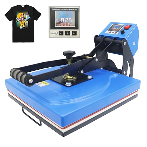 Industrial-Quality 15" x 15" Color LED Digital Sublimation Transfer Machine T-Shirt Heat Press Machine, 15" x 15", Blue