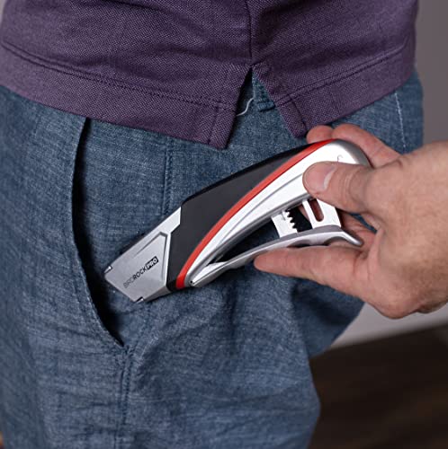 BIRDROCK HOME 1pk Professional Safety Utility Knife - Retractable - Heavy Duty Box Cutter - Safe Blade Lock - Extra Blades - Ergonomic Grip