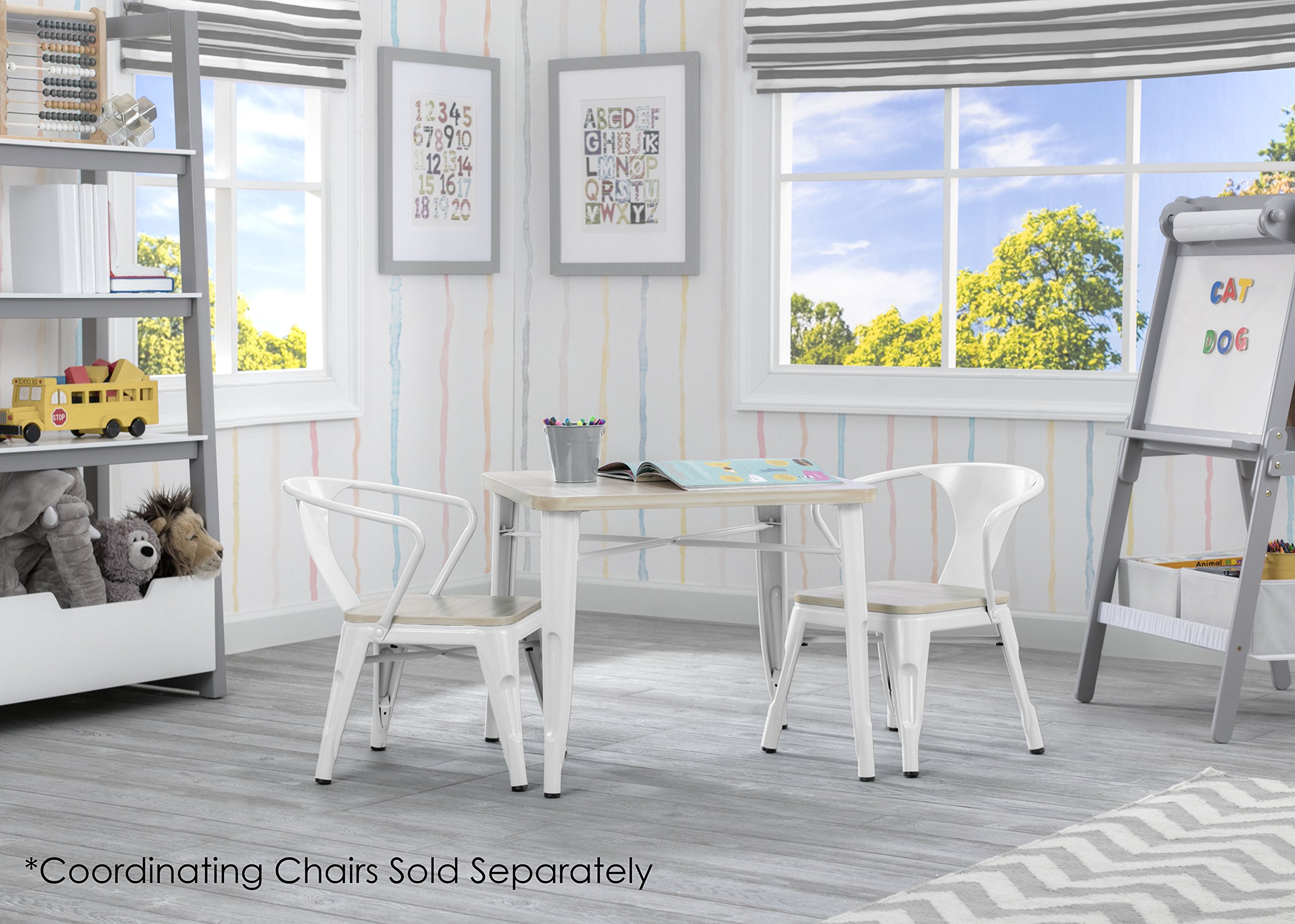 Delta Children Bistro Kids Play Table - Ideal for Arts & Crafts, Snack Time, Homeschooling, Homework & More, White with Driftwood