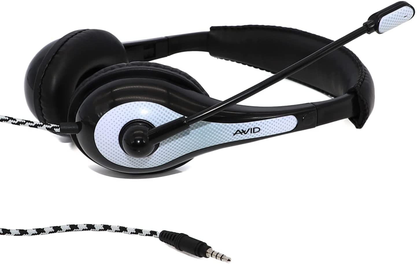 Avid AE-36 White On-Ear Stereo Headphones with Boom Microphone (50-Pack)