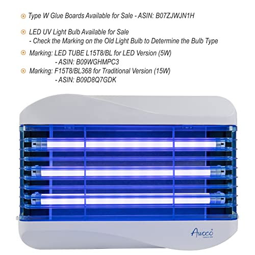 Awoco LED 15 W Wall Mount Sticky Fly Trap Lamp with 3 LED UV Lights for Capturing Flies, Mosquitoes, Moths and Flying Insects (Fly Trap + 6 Glue Boards)