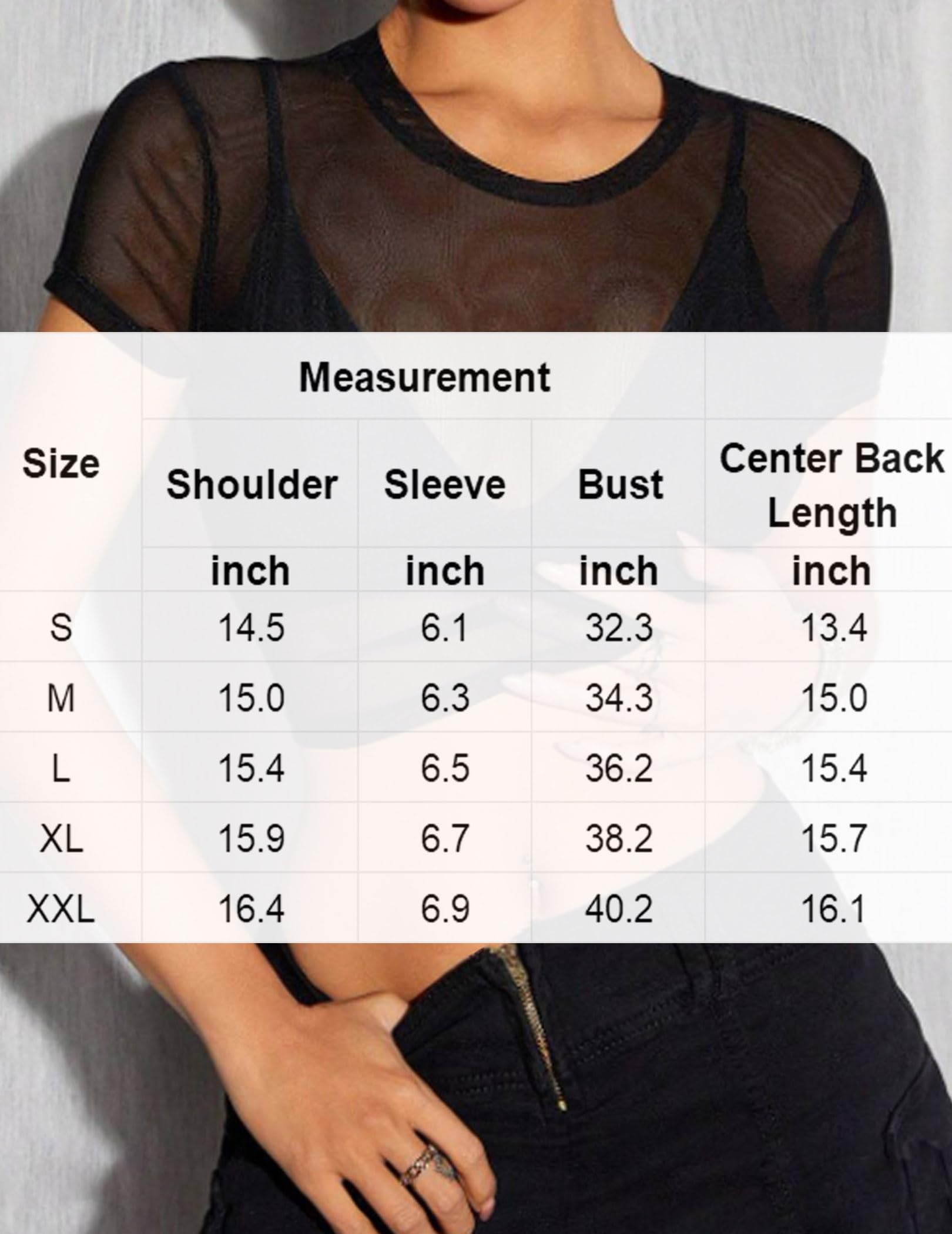 Avidlove See Through Crop Top Half Mesh Crop Top Sheer Cropped Tee for Women Snorkel Blue XL