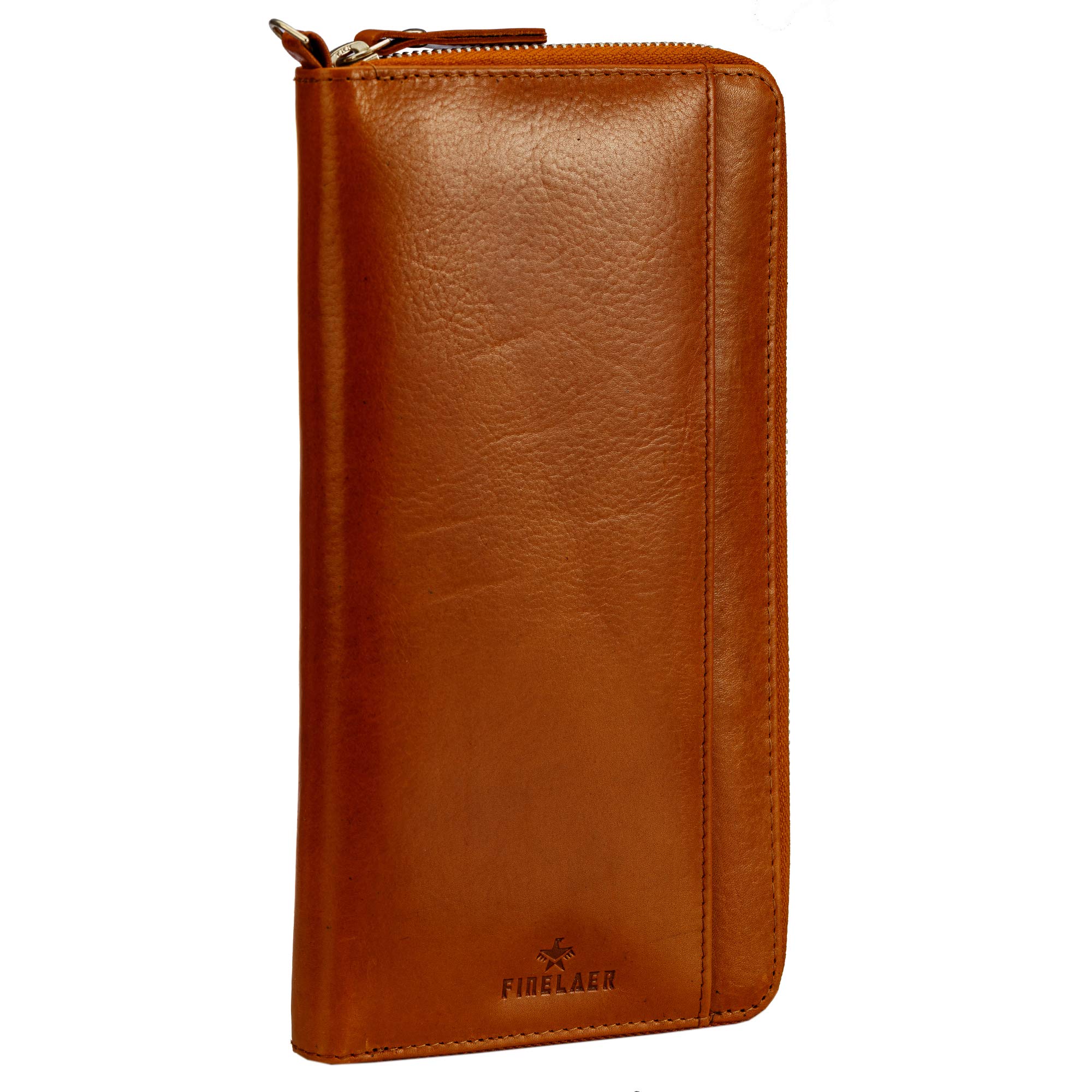 FINELAER Travel Passport Zip Around Long Leather Wallet