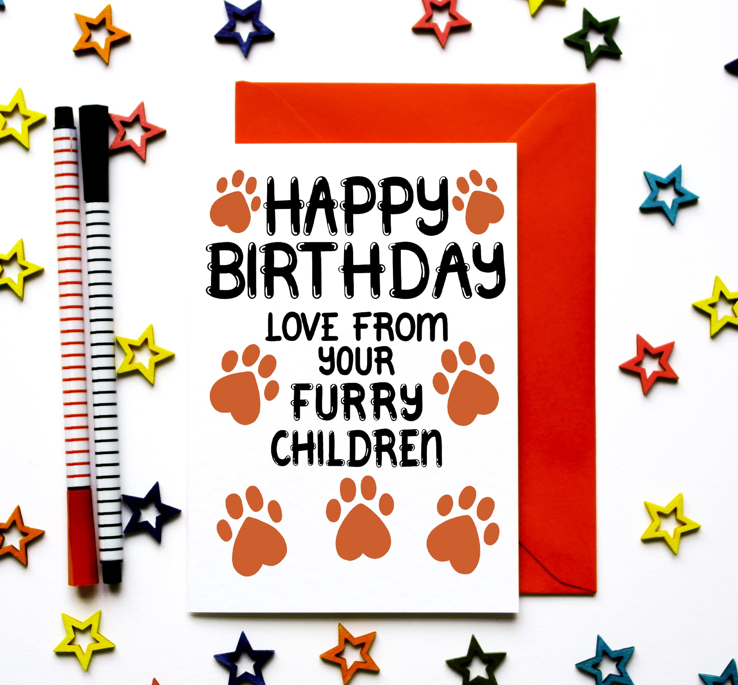 Birthday Card Love From Furry Children, Pets, Dogs, Cats, Animals, Fur Babies For Mom, Dad