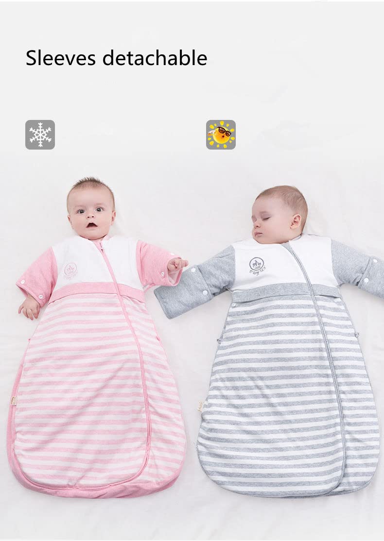 CYUURO Baby Sleeping Bag Sleeves Detachable Kids Wearable Blanket Toddlers Thick Cold Weather，Blue 60-68℉