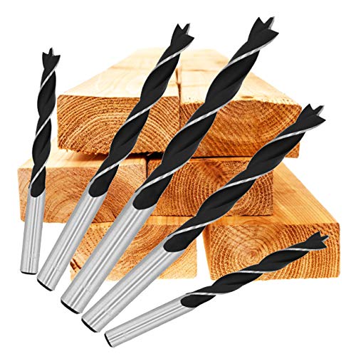 Brad Point Drill Bit Set 3/8 Inch 5Pcs Spur Point Stubby Woodworking Drill Bits