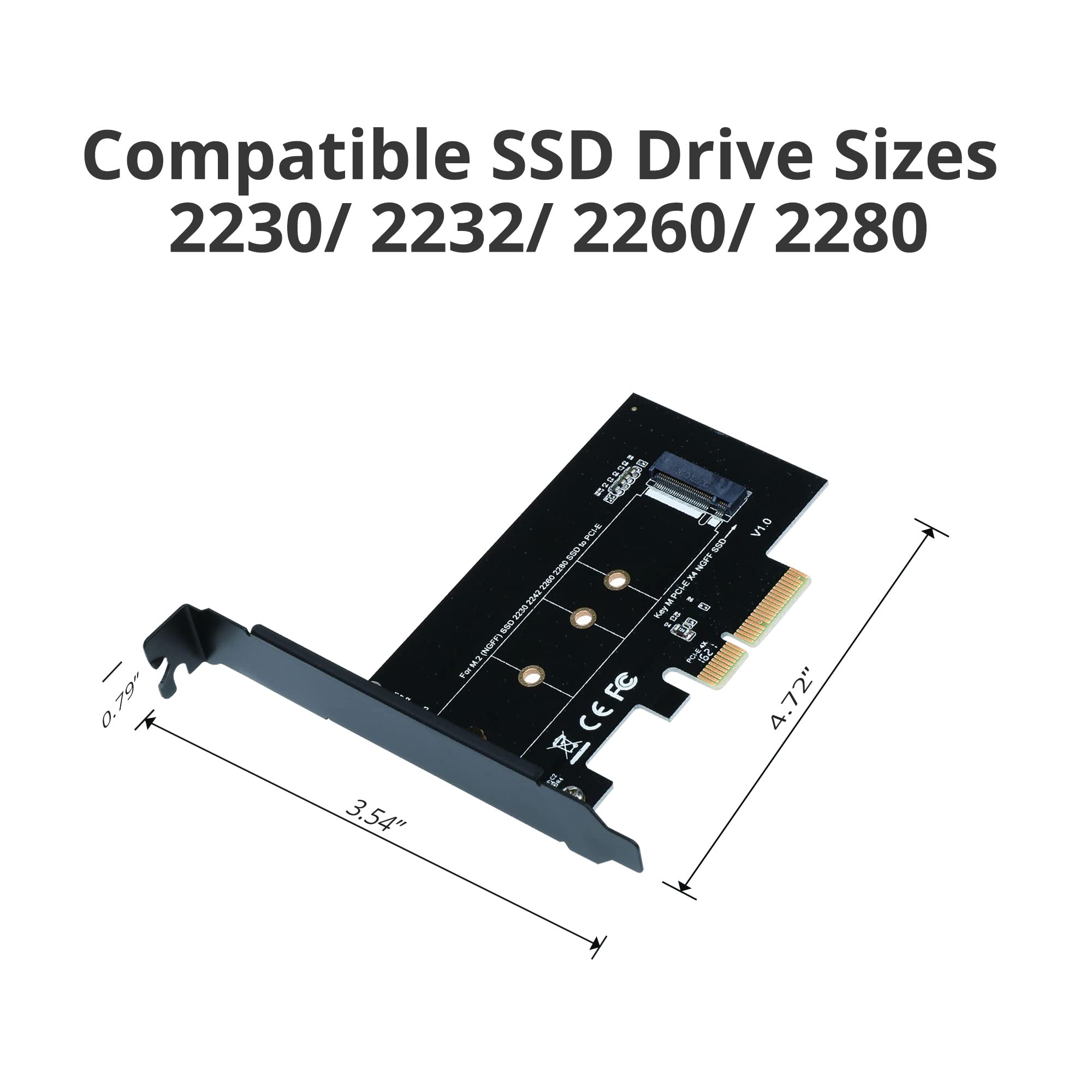SIIG M.2 NGFF SSD (M Key) to PCIe 3.0 x4 Card Adapter For 2230, 2242,2260, 2280 M.2 PCIe Host Controller Expansion Card SSDs NVMe or AHCI (SC-M20014-S1)