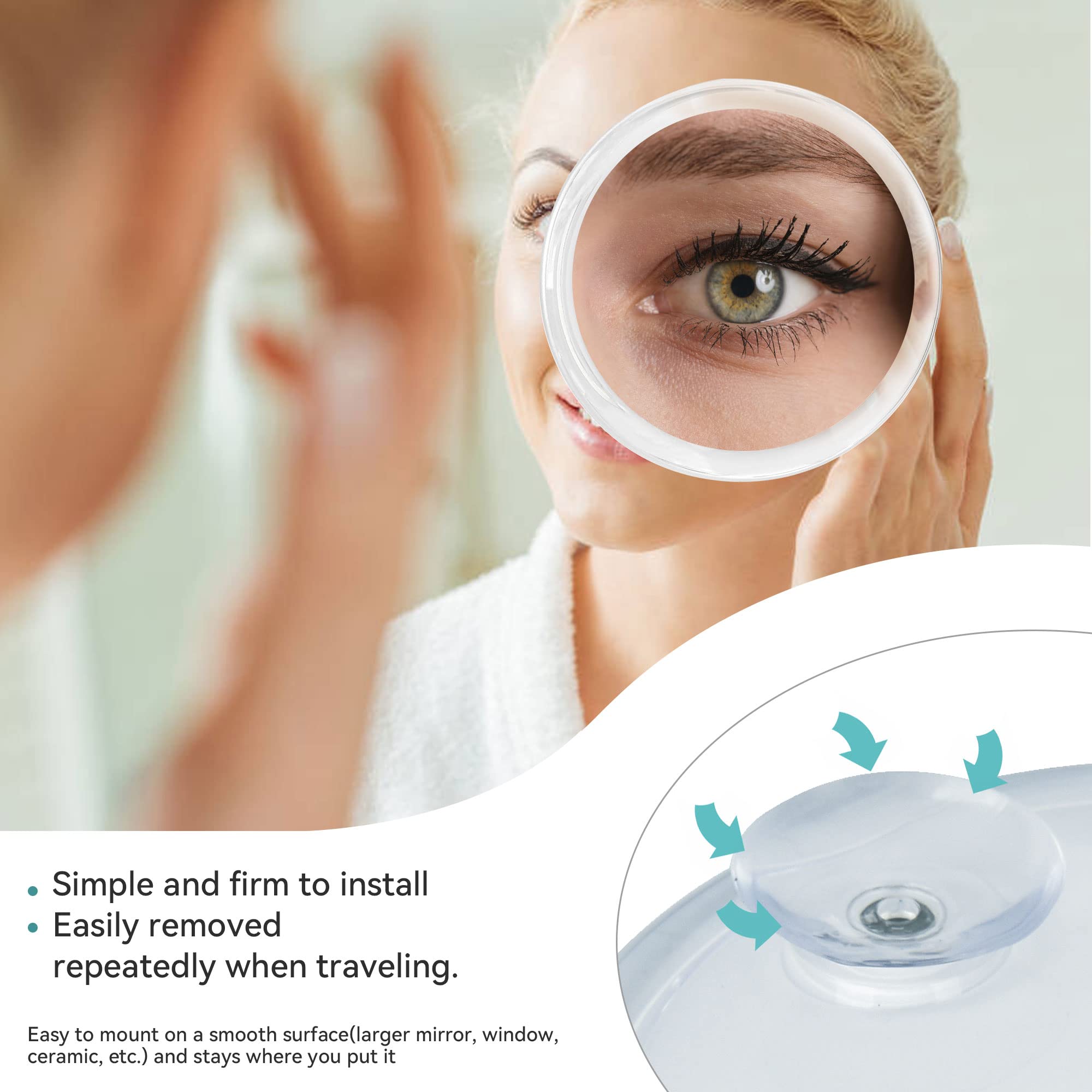 B Beauty Planet 25X Magnifying Mirror with Suction Cups Set for Easy Mounting, 25X 6IN & 10X 3.5IN Travel Magnified Mirror,Close Up Mirror for Precise Makeup Application