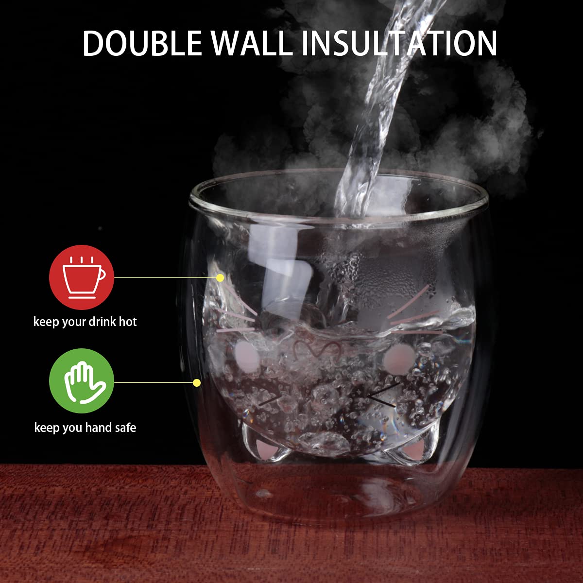Bgbg Cute Coffee Mug Cat Tea Cup Milk Double Wall Clear Insulated Glass Espresso Mug with Coaster interesting Gift for you