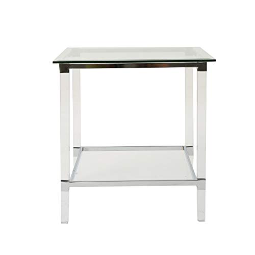 Christopher Knight Home Orianna Acrylic and Tempered Glass Square Side Table, Clear, 24 in x 24 in x 24 in