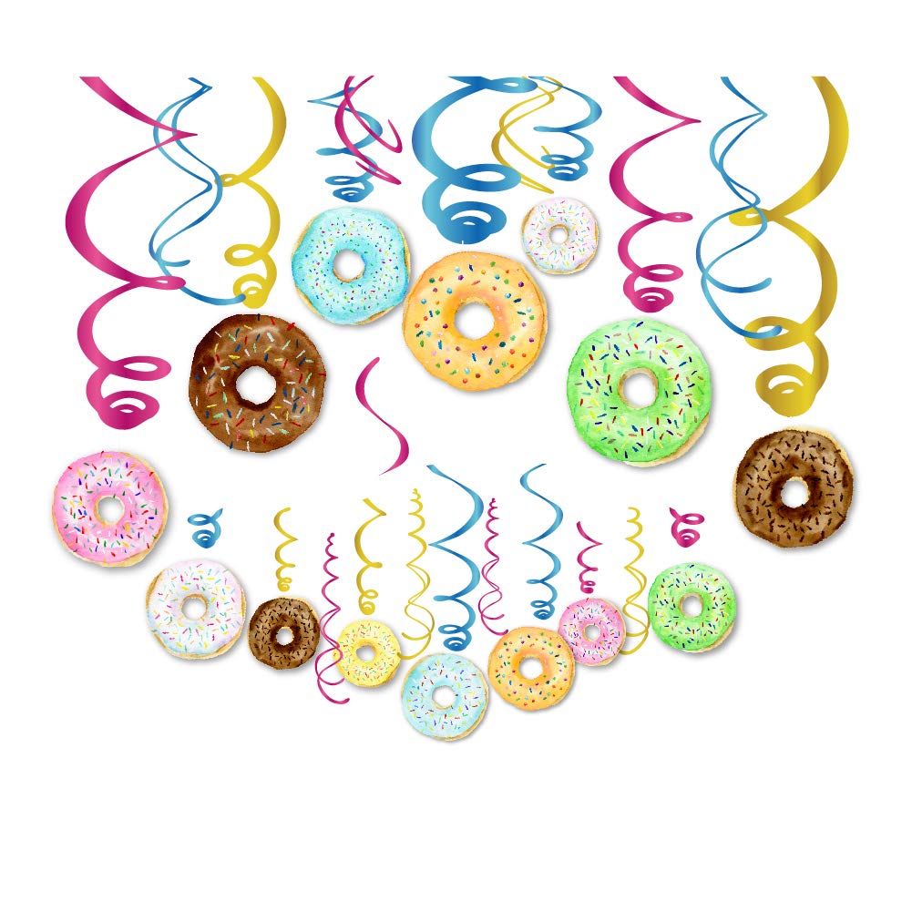 CC HOME 30Pack Donut Cake Hanging Swirls Doughnut Dessert Ceiling Streamer Birthday Party Decorations Donut Themed Party Favors for Holiday Baby Shower Home Decoration Party Supplies