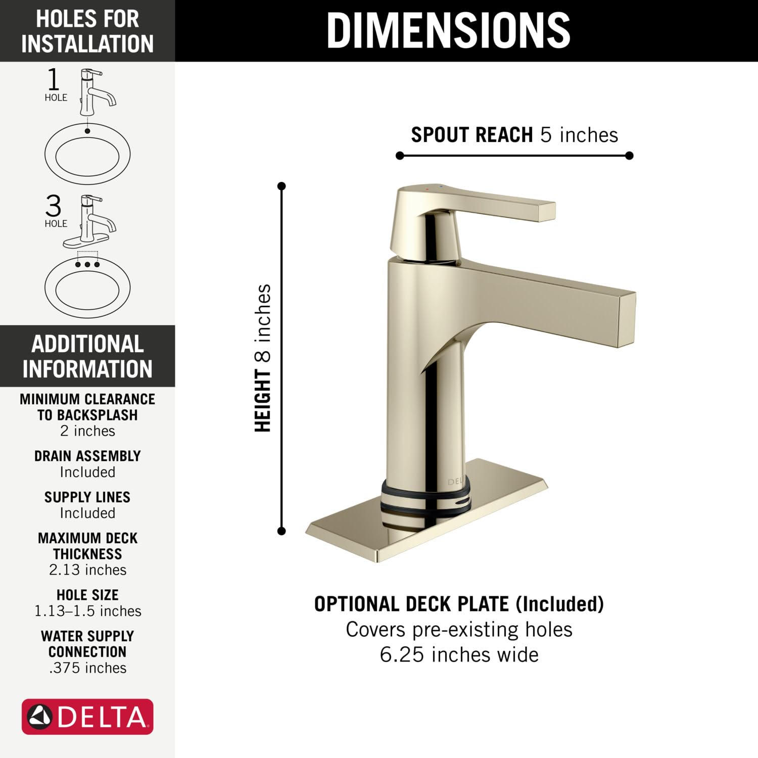 Delta Faucet 574T-DST, Chrome Zura Single Handle Centerset Lavatory Faucet with Touch2O.xt Technology