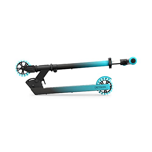 Jetson Scooters - Juno Kick Scooter (Blue) - Collapsible Portable Kids Push Scooter - Lightweight Folding Design with High Visibility RGB Light Up LEDs on Stem and Wheels