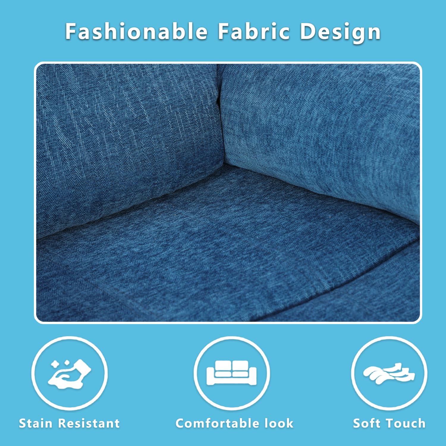 Caberryne Recliner Sofa for Living Room Furniture,Linen Fabric Blue Reclining Sofa 3 Seater Recliner Sofa Couch Reclining Sofa with Drop Down Table RV Sofa for Living Room(A-Linen Fabric Blue)