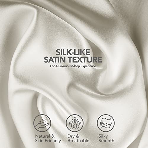 Deconovo Grey Silk Pillowcase Envelope Closure - Satin Pillowcase for Hair and Skin, King Size Set of 2, 20x40 Inch Pillow Protectors (Grey, 20x40 Inch, 2 Pack)