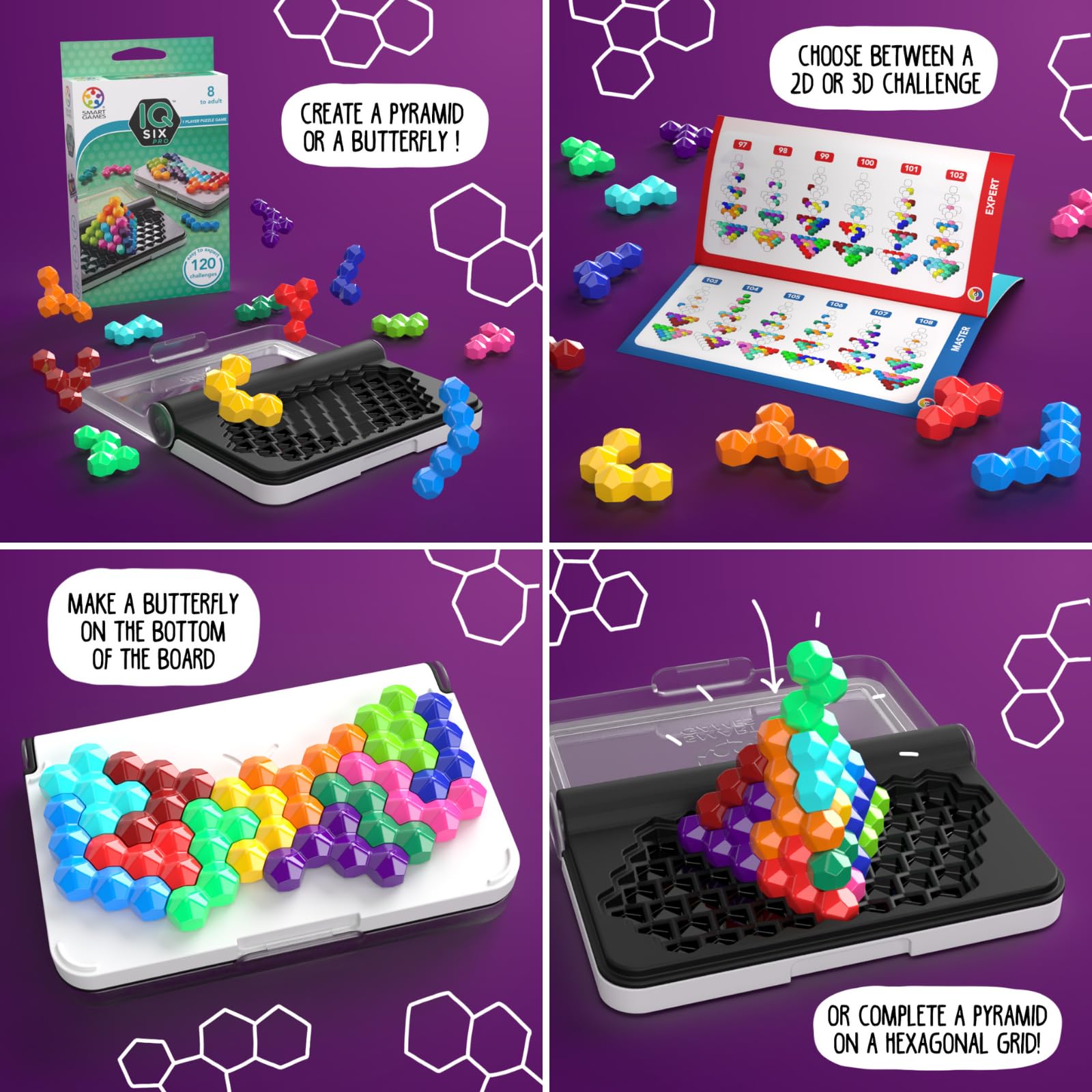 SmartGames IQ Six Pro Travel Game for Kids and Adults, a Skill-Building Brain Game - Brain Teaser for Ages 8 & Up, 120 Challenges in Travel-Friendly Case