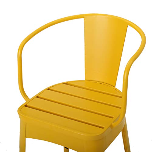 Christopher Knight Home Colmar Outdoor Iron Bistro Set, 3-Pcs Set, Matte Yellow