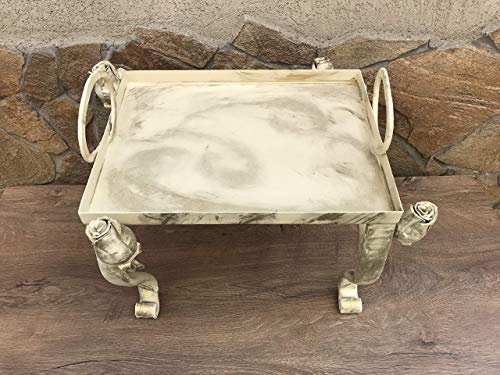 Breakfast in bed tray, iron anniversary gift for her, rose, floral, serving tray, coffee table, iron gift, iron gift for her, bed tray, tray