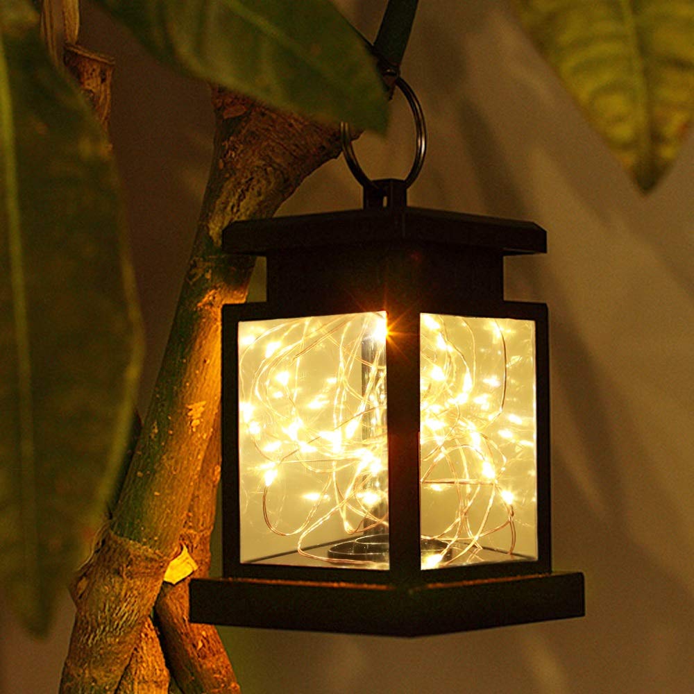 JF-XUAN Solar Light 1/2 Packs Solar Powered LED Lantern Lights aterproof Outdoor Garden Light Hang Lamp with Clip for Home Garden Decoration D30 Powered Spotlight