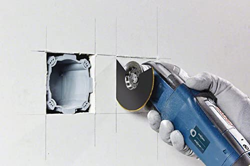 BOSCH OSL312T 3-1/2 In. Starlock Oscillating Multi Tool Grout & Abrasive Titanium-Coated Bi-Metal Segmented Saw Blade for Applications in Wood, Wood with Nails, Drywall, PVC, Metal (Nails and Staples)