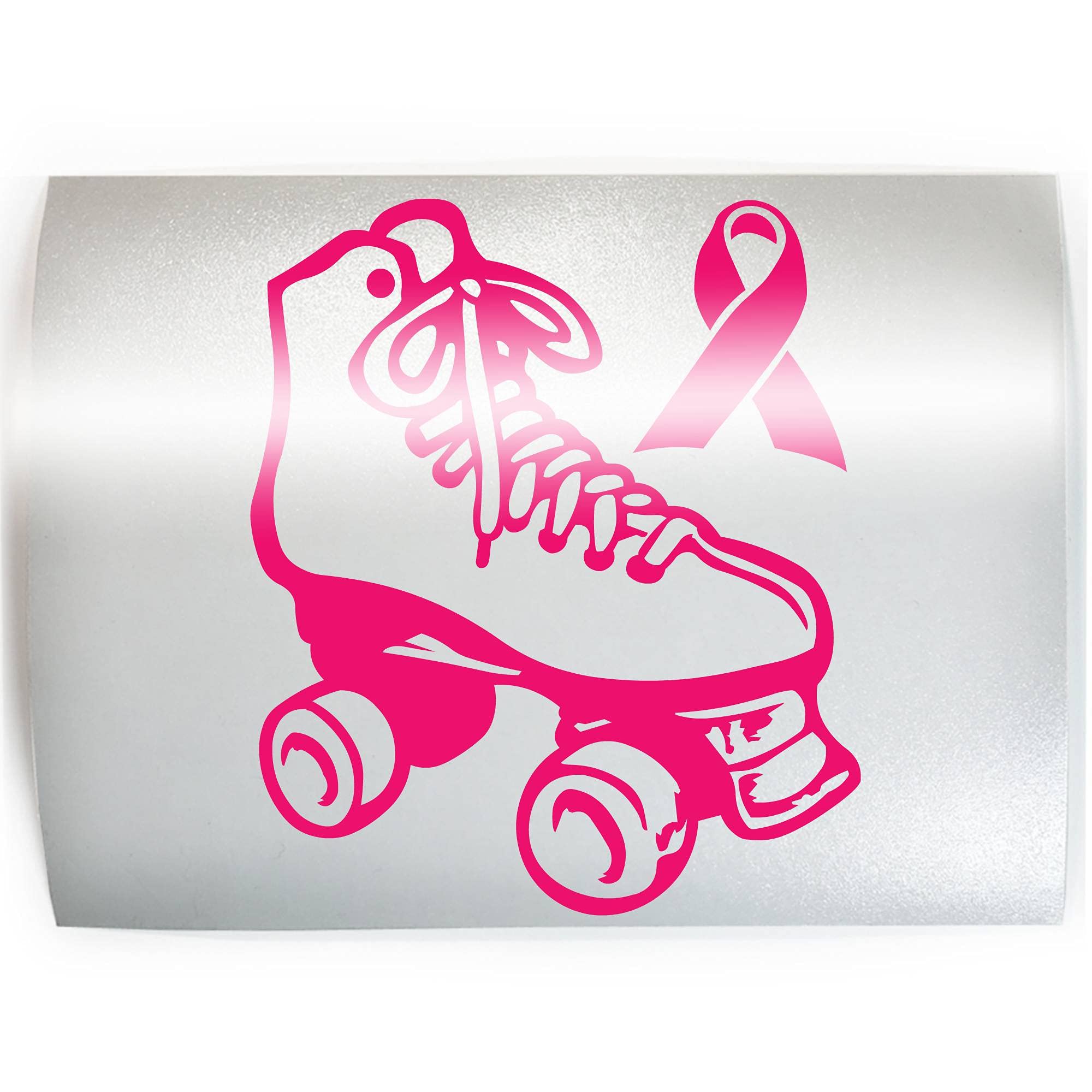 BREAST CANCER Roller Skater - Survivor Pink Ribbon Skating Girl Skate Team Vinyl Decal Sticker C