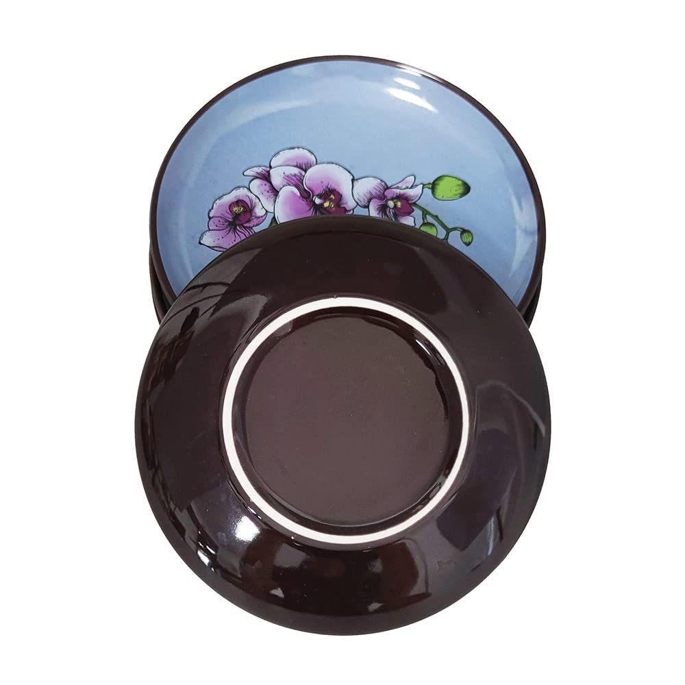 Bicuzat 6-Inch Porcelain Snack Plate, Banquet Dessert Plate, Beautiful Flower Pattern, Set of 4