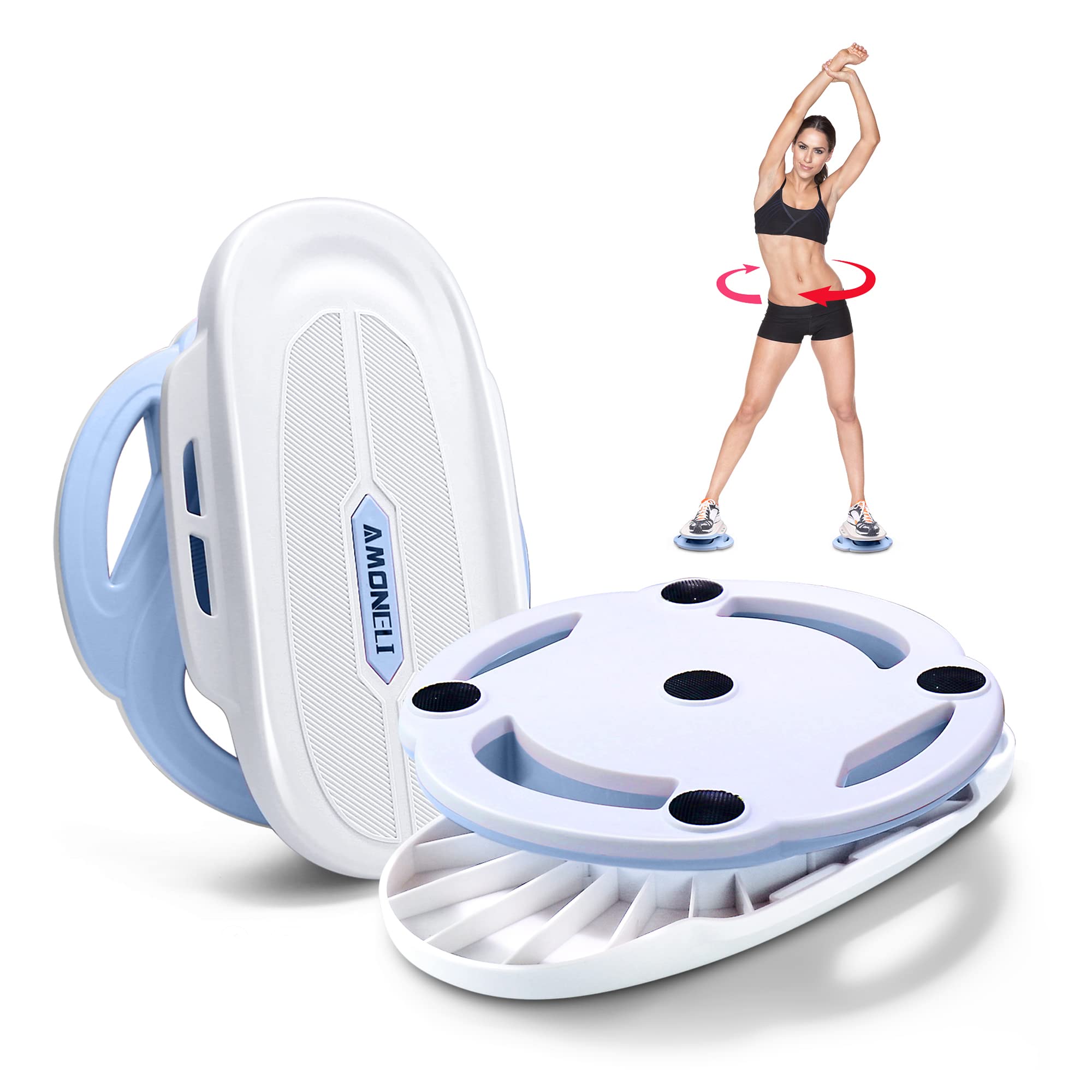 AMONELI Twister Board for Home Gym - Workout Twist Boards for Exercise Twister-Twister Exercise Board -Twisting Waist Exercise Equipment, 2 Pack (blue)